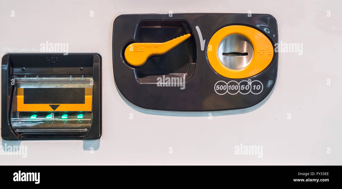 vending Machine coin and banknote insert space Stock Photo - Alamy
