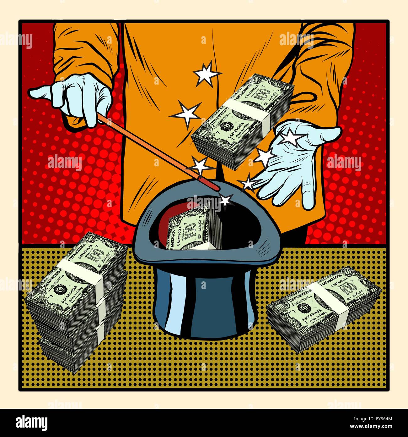 Illusionist magic hat money Stock Vector Image & Art - Alamy