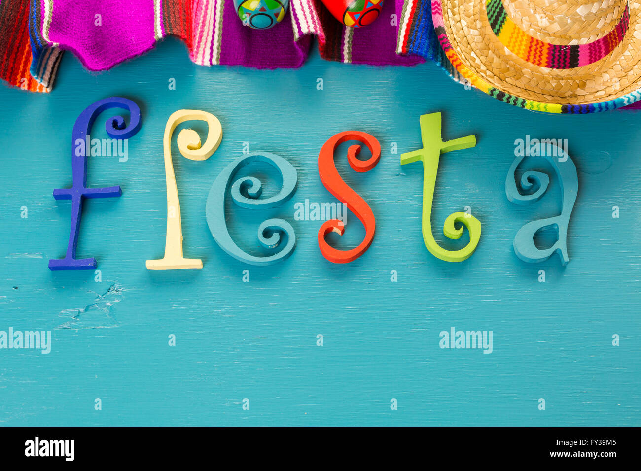 Traditional colorful table decorations for celebrating Fiesta Stock ...