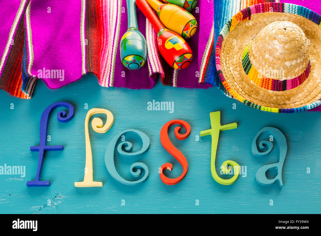 Traditional colorful table decorations for celebrating Fiesta Stock ...