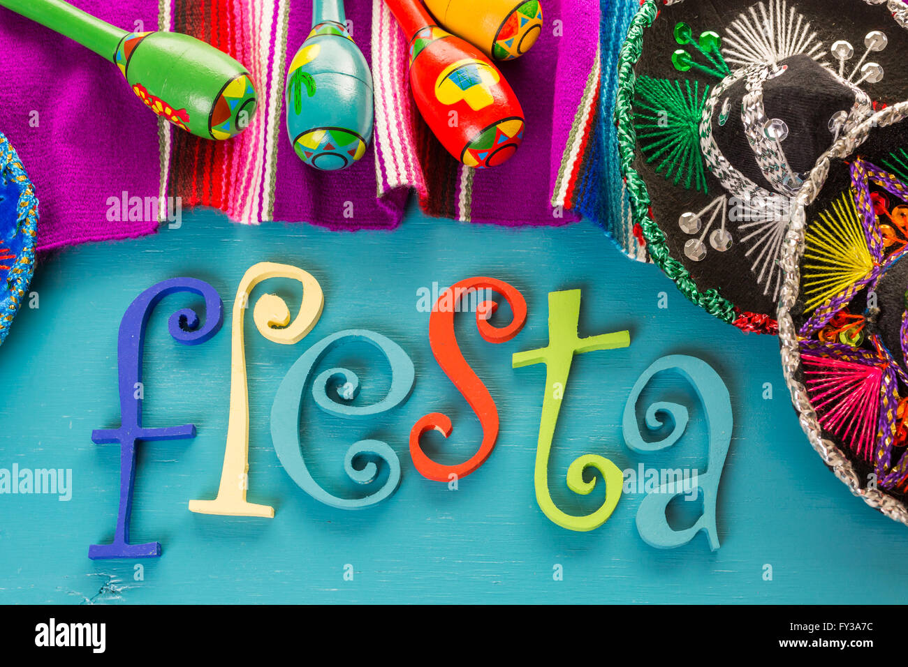 Traditional colorful table decorations for celebrating Fiesta Stock ...