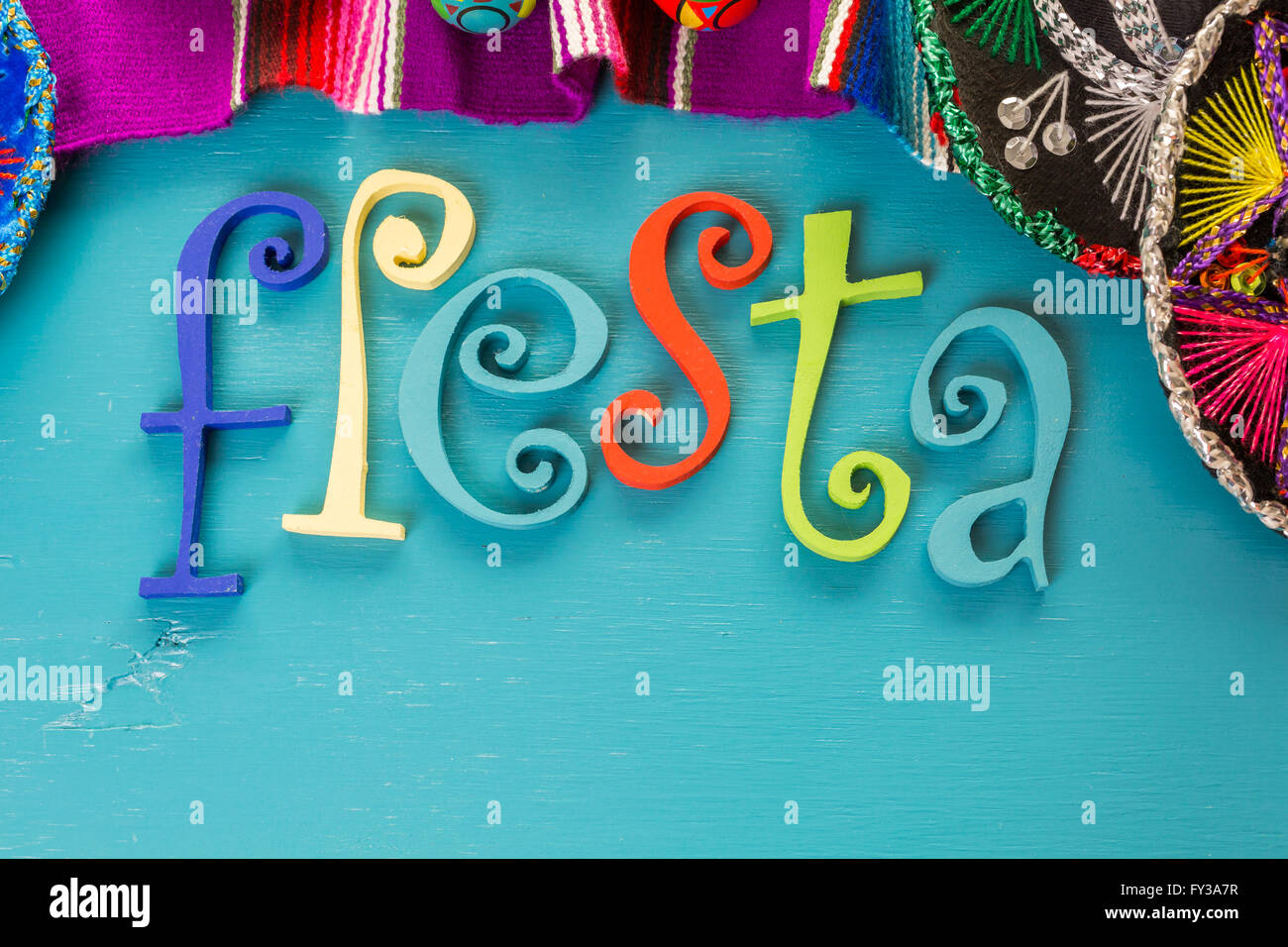 Traditional colorful table decorations for celebrating Fiesta Stock ...