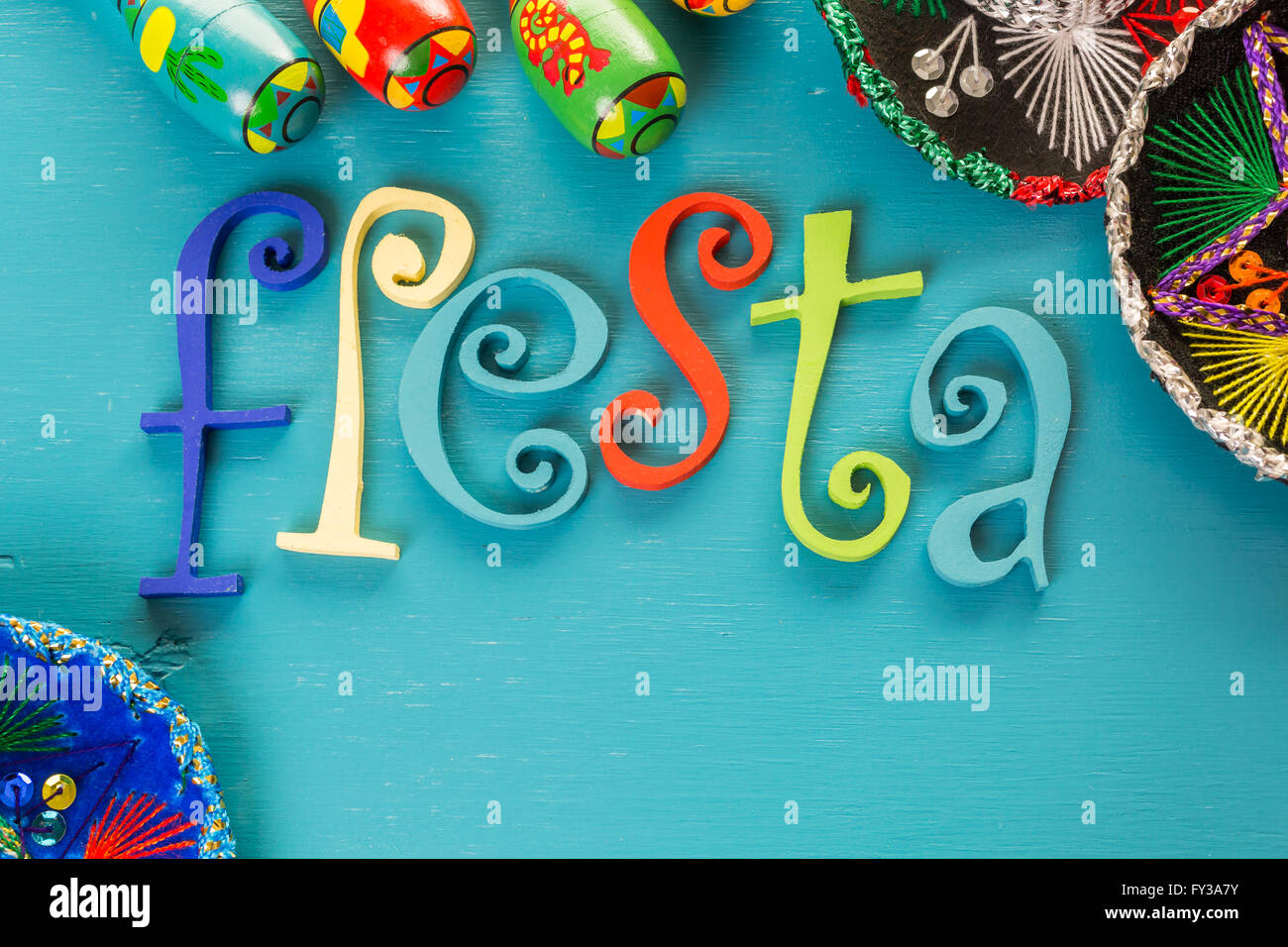 Traditional colorful table decorations for celebrating Fiesta Stock ...