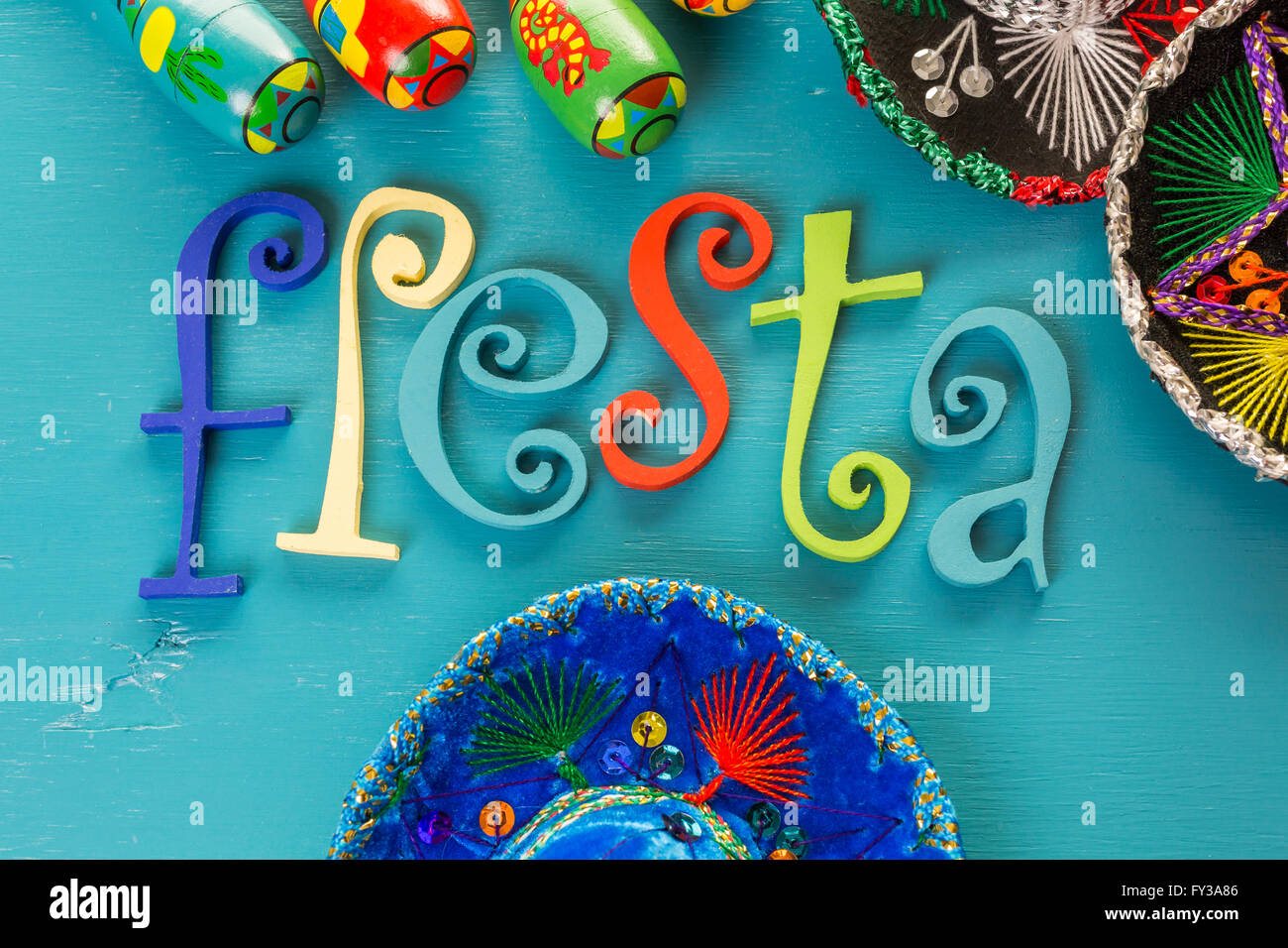 Traditional colorful table decorations for celebrating Fiesta Stock ...