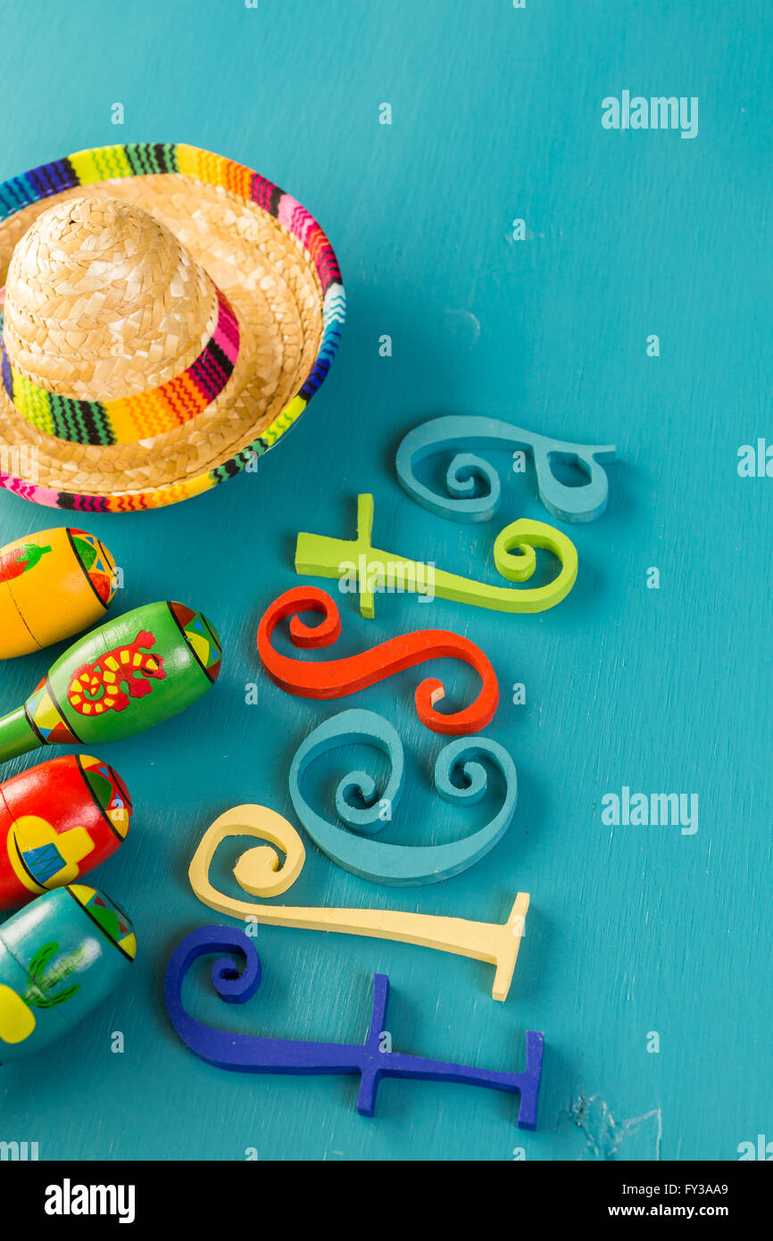 Traditional colorful table decorations for celebrating Fiesta Stock ...