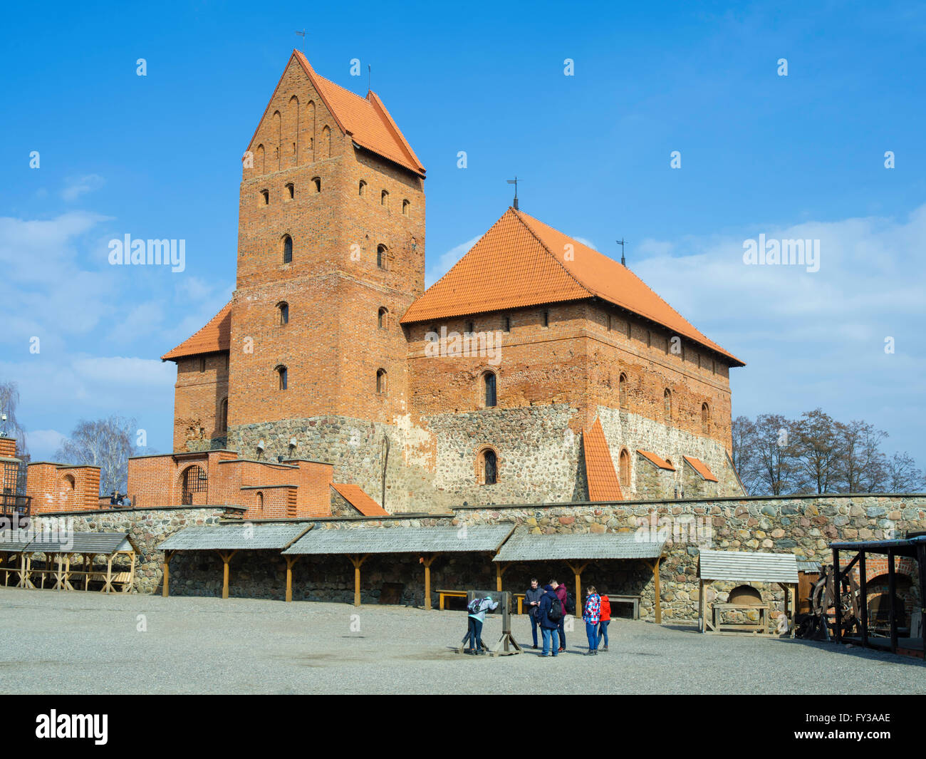 View of Trakai Castle, Trakai, Lithuania, an old, restored historic ...