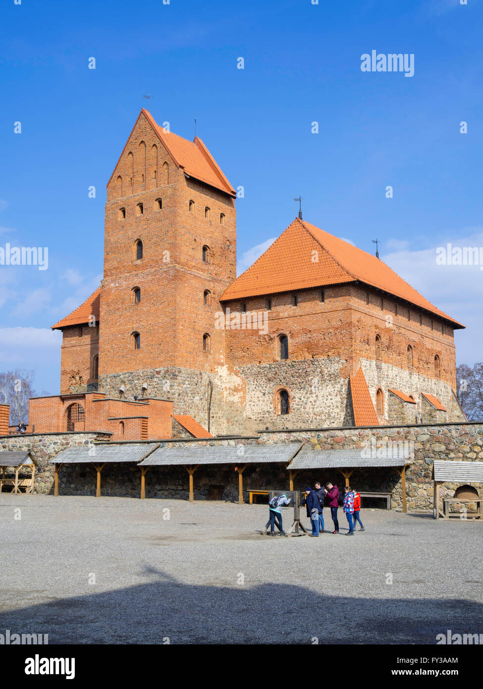 View of Trakai Castle, Trakai, Lithuania, an old, restored historic ...