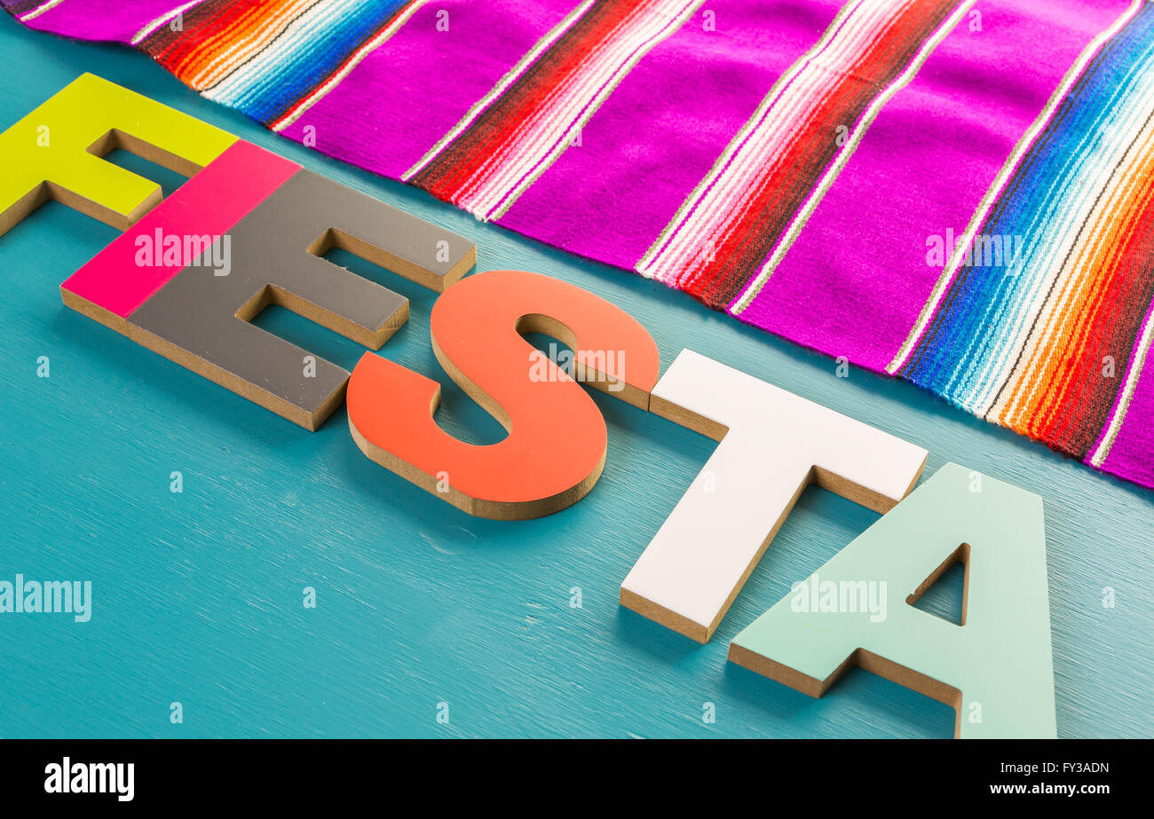 Traditional colorful table decorations for celebrating Fiesta Stock ...