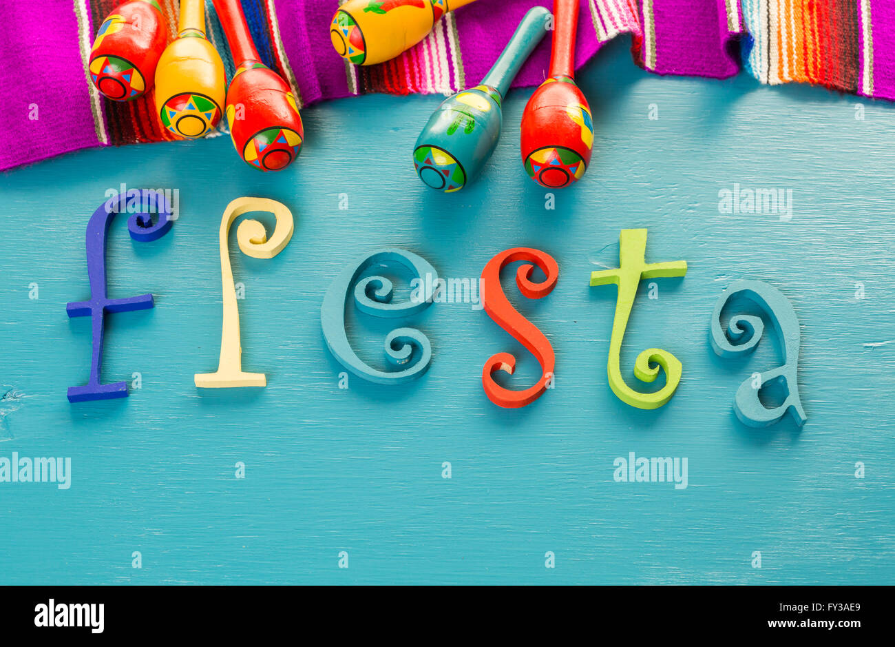 Traditional colorful table decorations for celebrating Fiesta Stock ...
