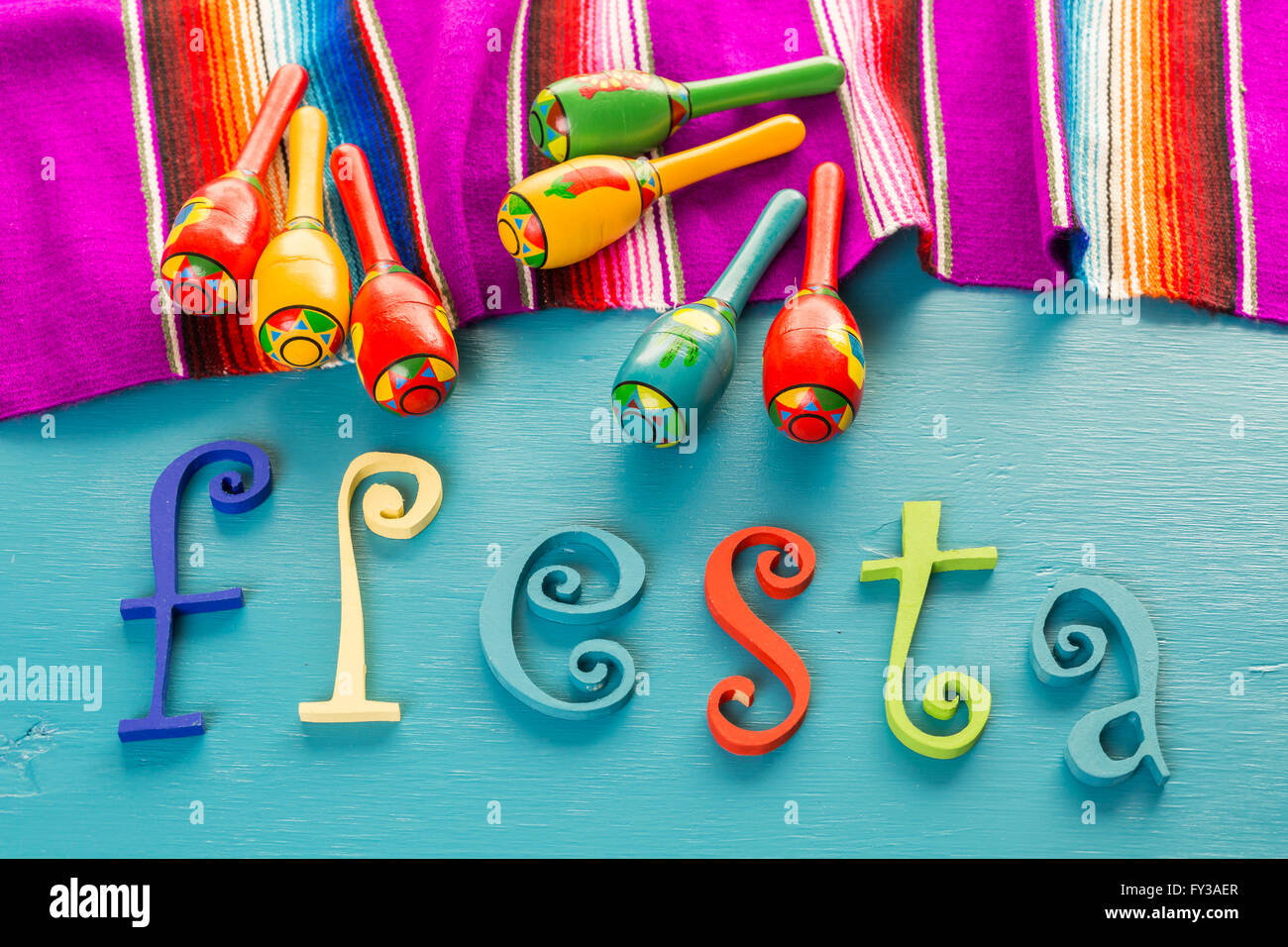 Traditional colorful table decorations for celebrating Fiesta Stock ...