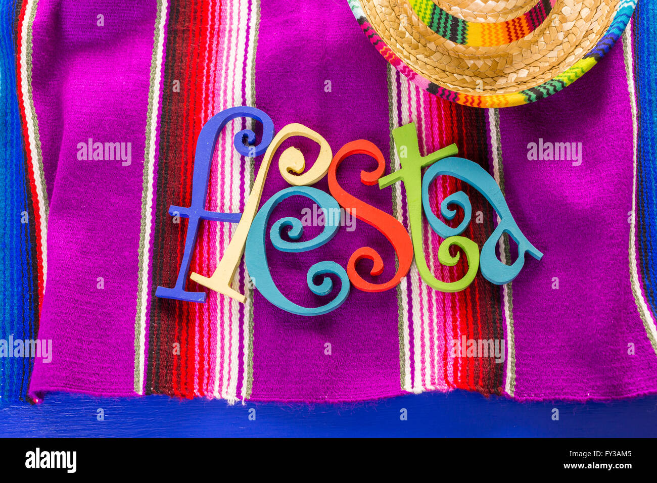 Traditional colorful table decorations for celebrating Fiesta Stock ...