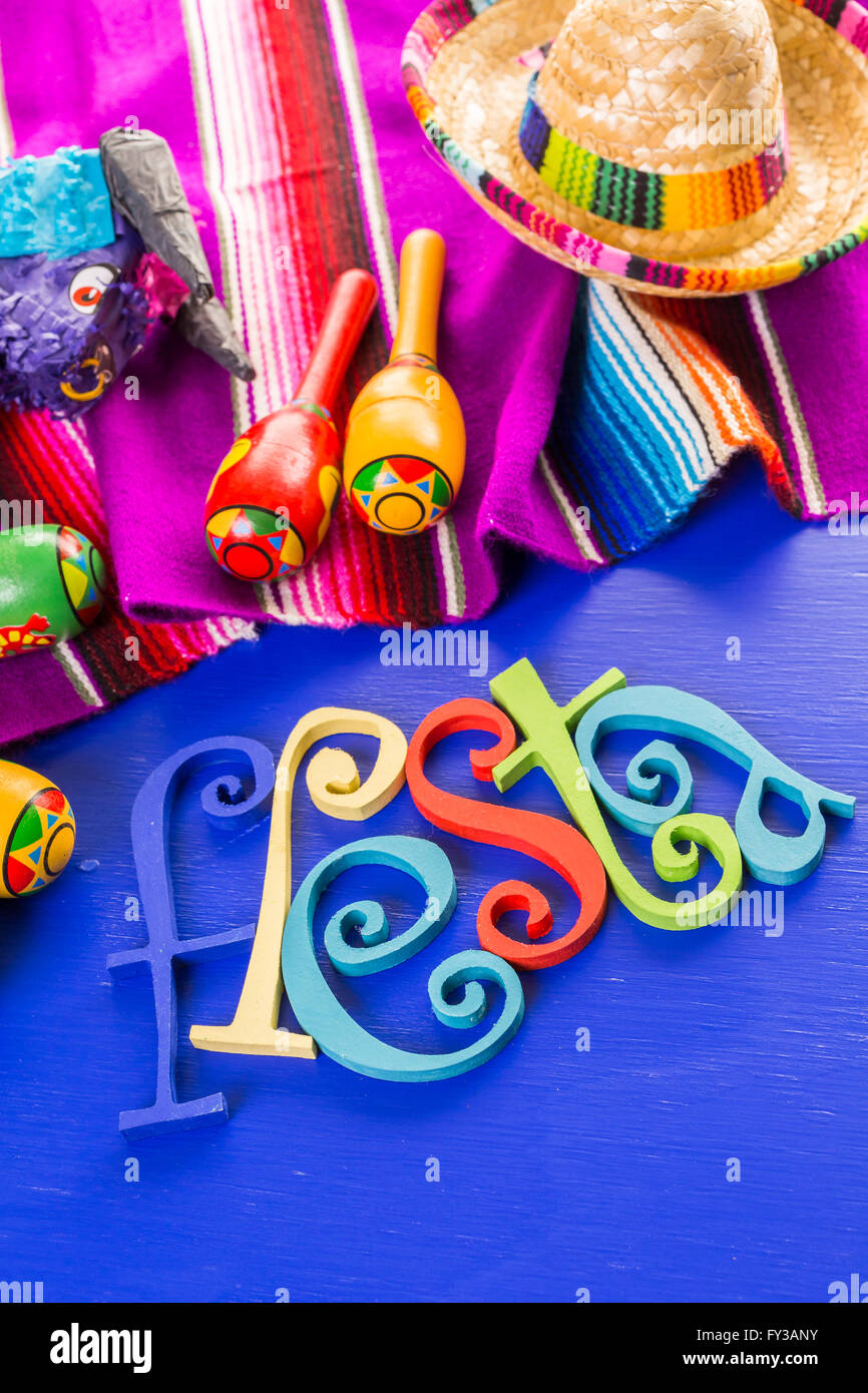 Traditional colorful table decorations for celebrating Fiesta Stock ...