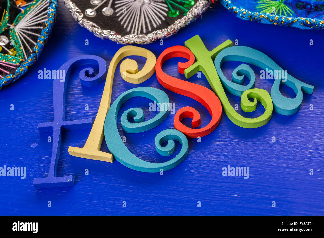 Traditional colorful table decorations for celebrating Fiesta Stock ...