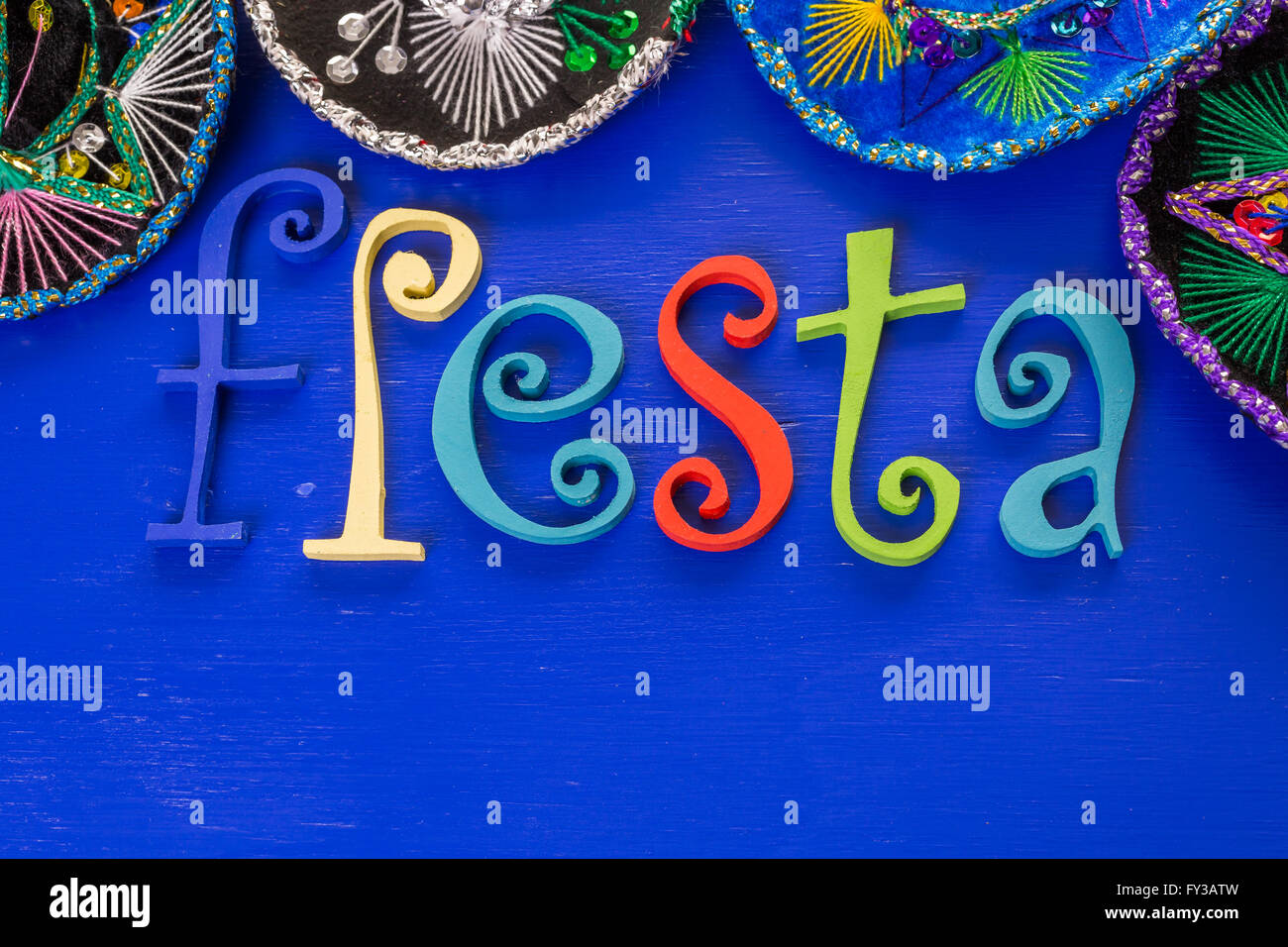 Traditional colorful table decorations for celebrating Fiesta Stock ...