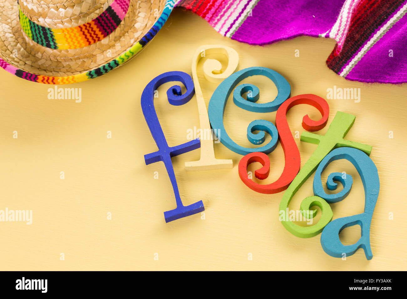 Traditional colorful table decorations for celebrating Fiesta Stock ...