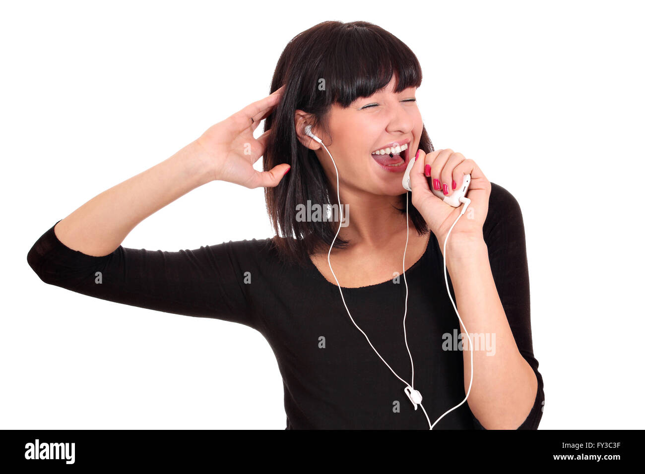 happy girl listening music Stock Photo - Alamy