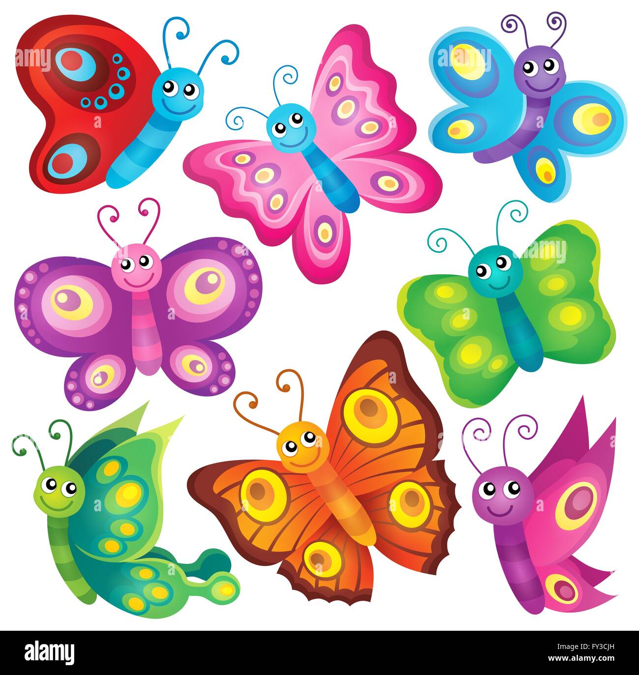Happy butterflies theme set 1 - picture illustration Stock Photo - Alamy