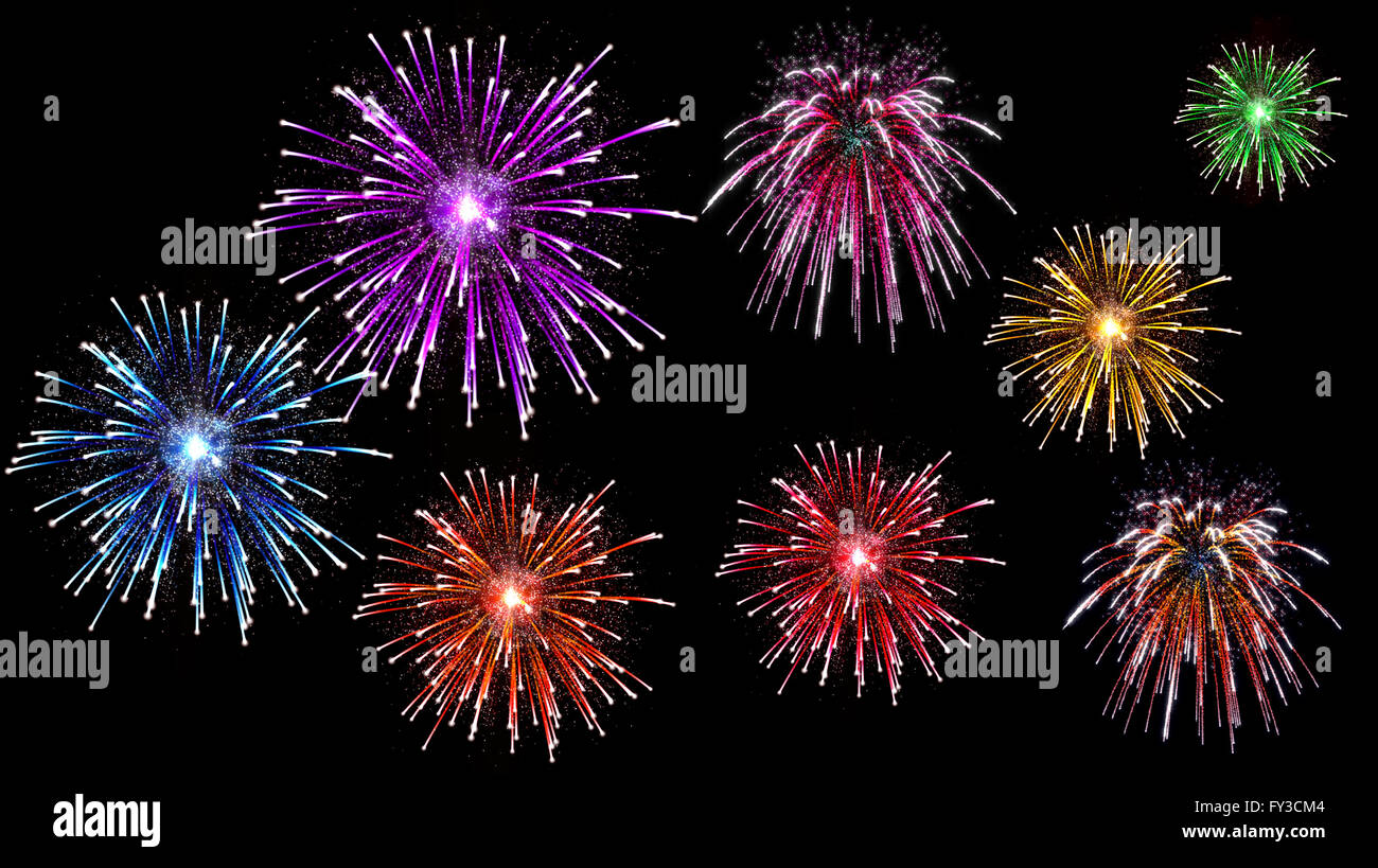 colorful fireworks explosion Stock Photo - Alamy