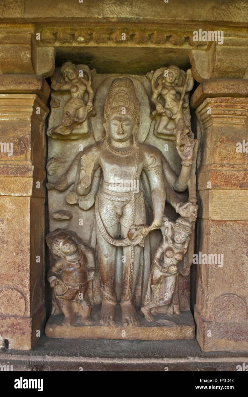 Carved figure of Harihar (combined Vishnu and Shiva) in the corridor ...