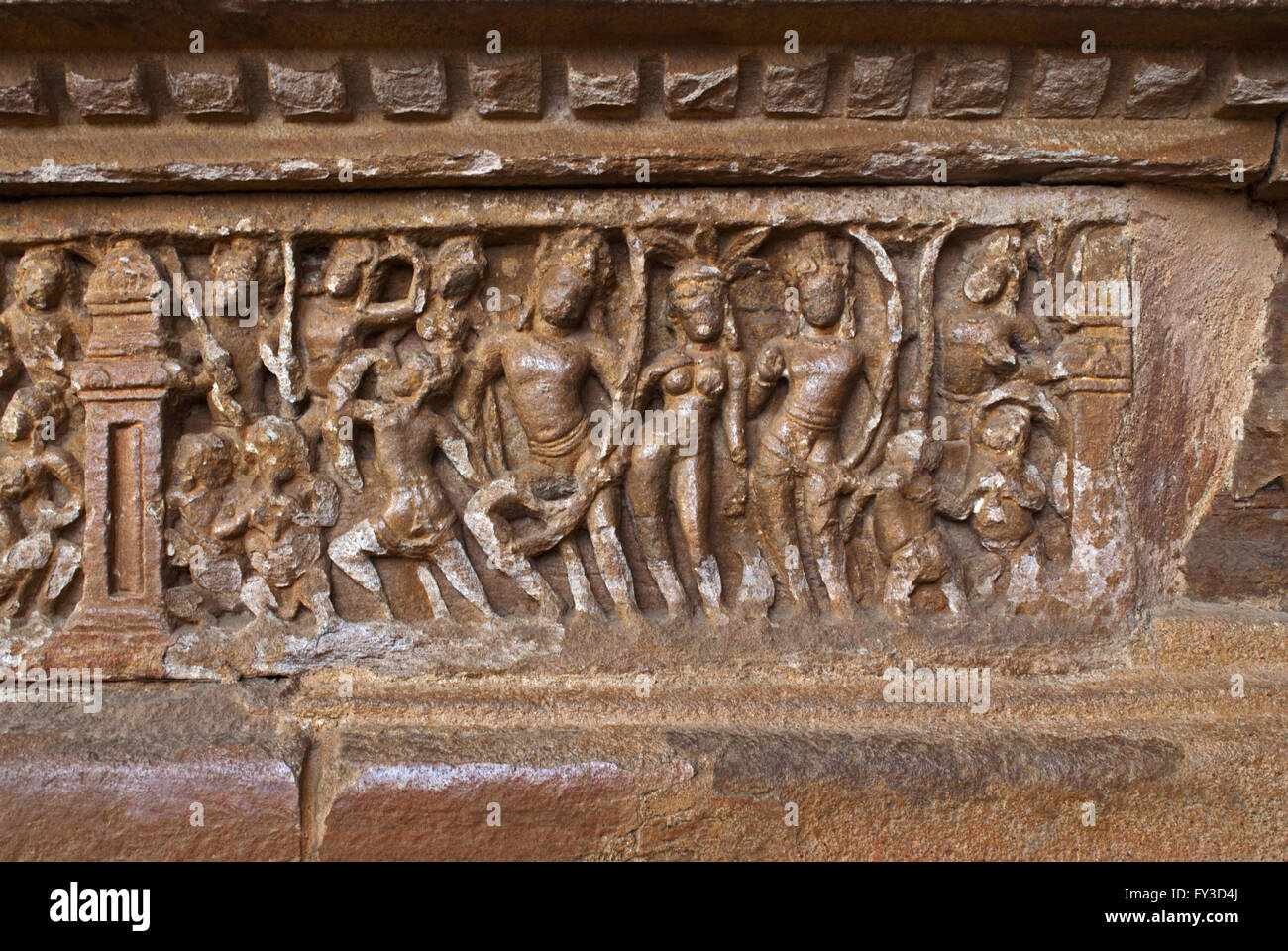 Scene from Ramayana carved on the plinth, Durga temple, Aihole ...