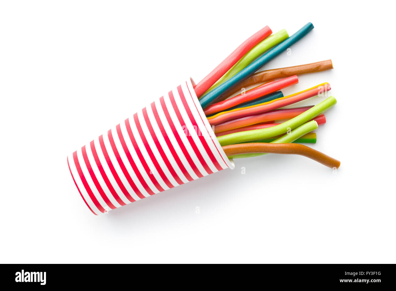 Sweet gummy sticks with different flavor. Tasty candies isolated on ...