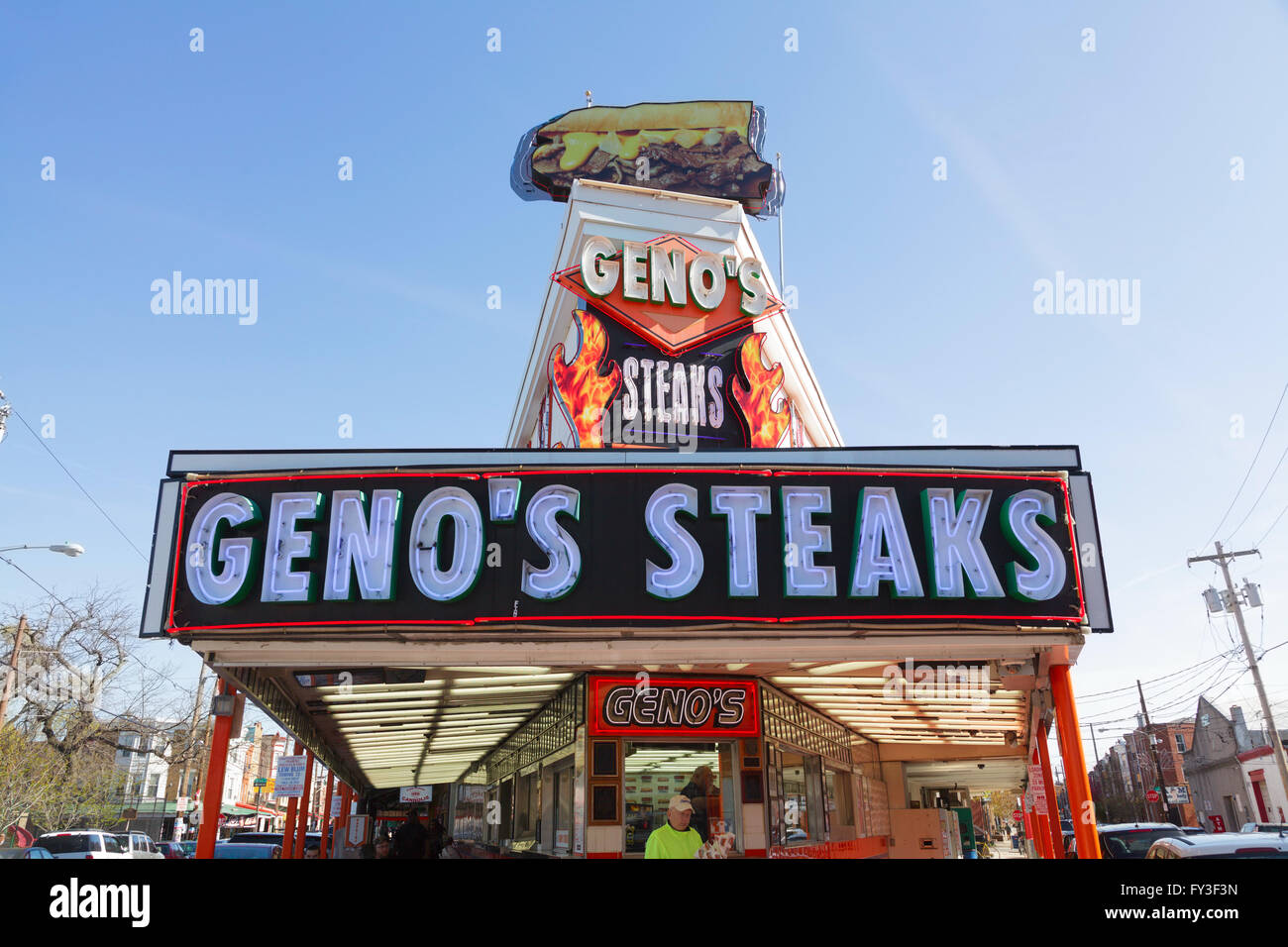 Geno's Steaks, famous for cheesesteaks, Ninth Street, South ...