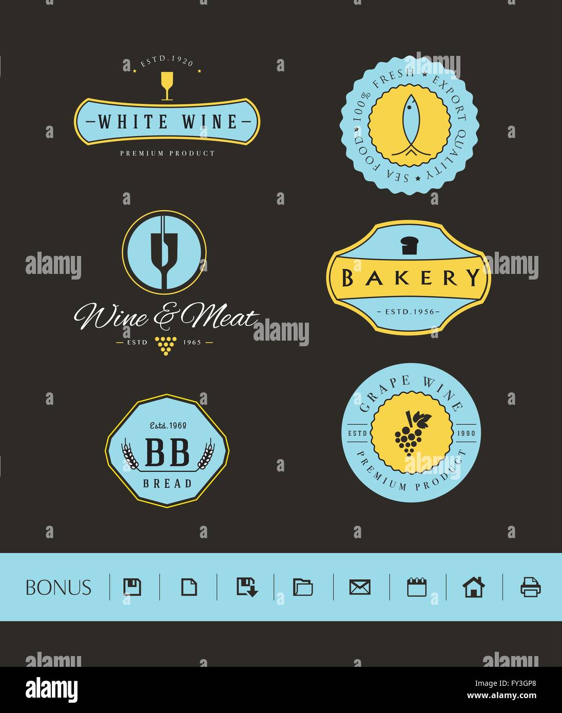 Logotypes set. Vector elements, business signs, logos, identity, labels ...