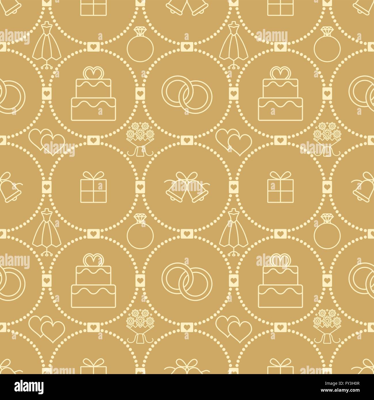 Golden wedding themed vector seamless pattern background 1 Stock Vector ...