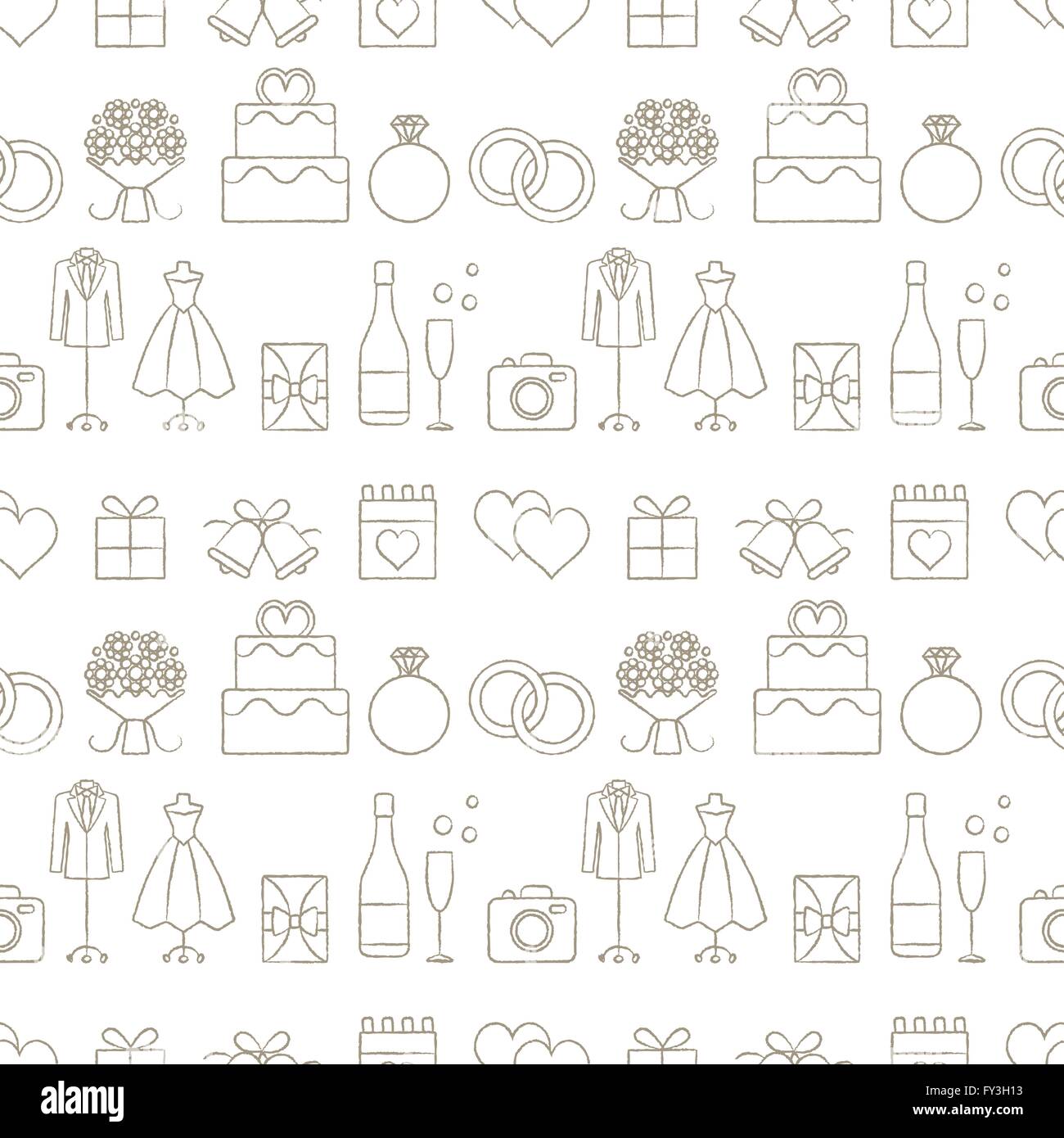 Hand drawn wedding themed vector seamless pattern background 1 Stock ...