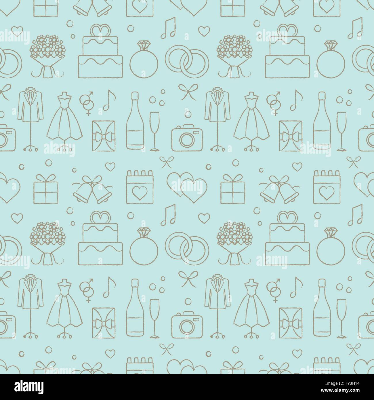 Hand drawn wedding themed vector seamless pattern background 2 Stock ...