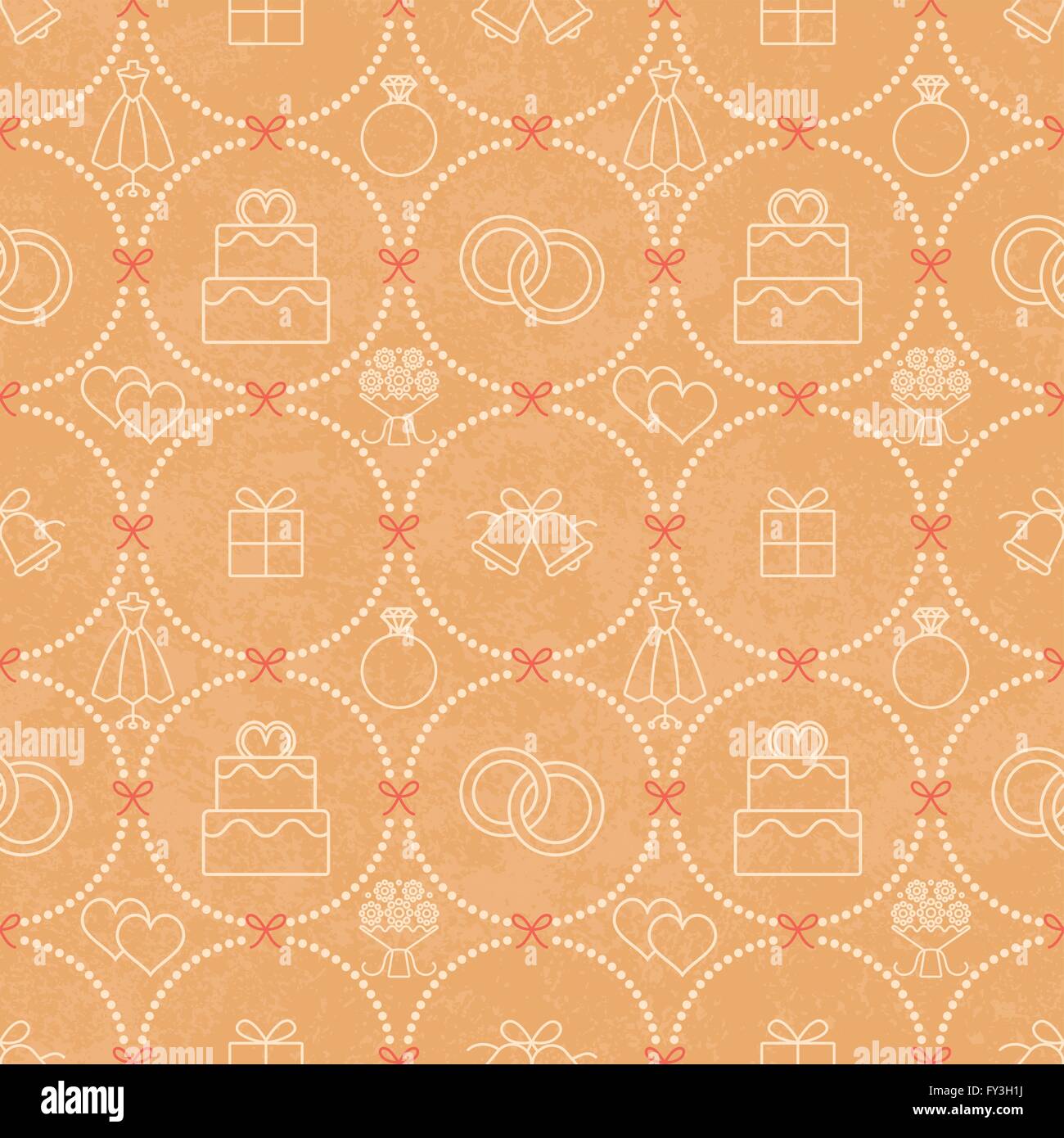 Vintage vector wedding related seamless pattern on paper textured ...
