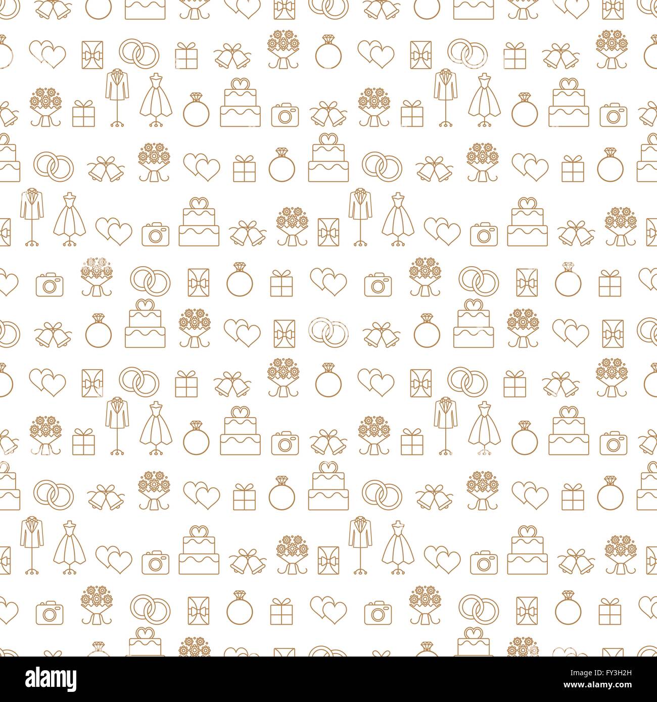 Wedding related vector seamless pattern background with outline icons 2 ...