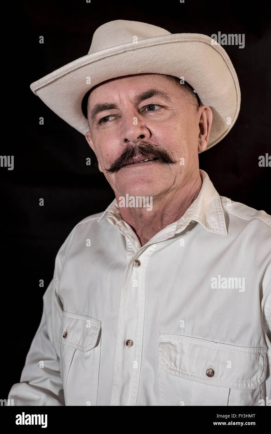 Cowboy Mustache In White Hat High Resolution Stock Photography and ...