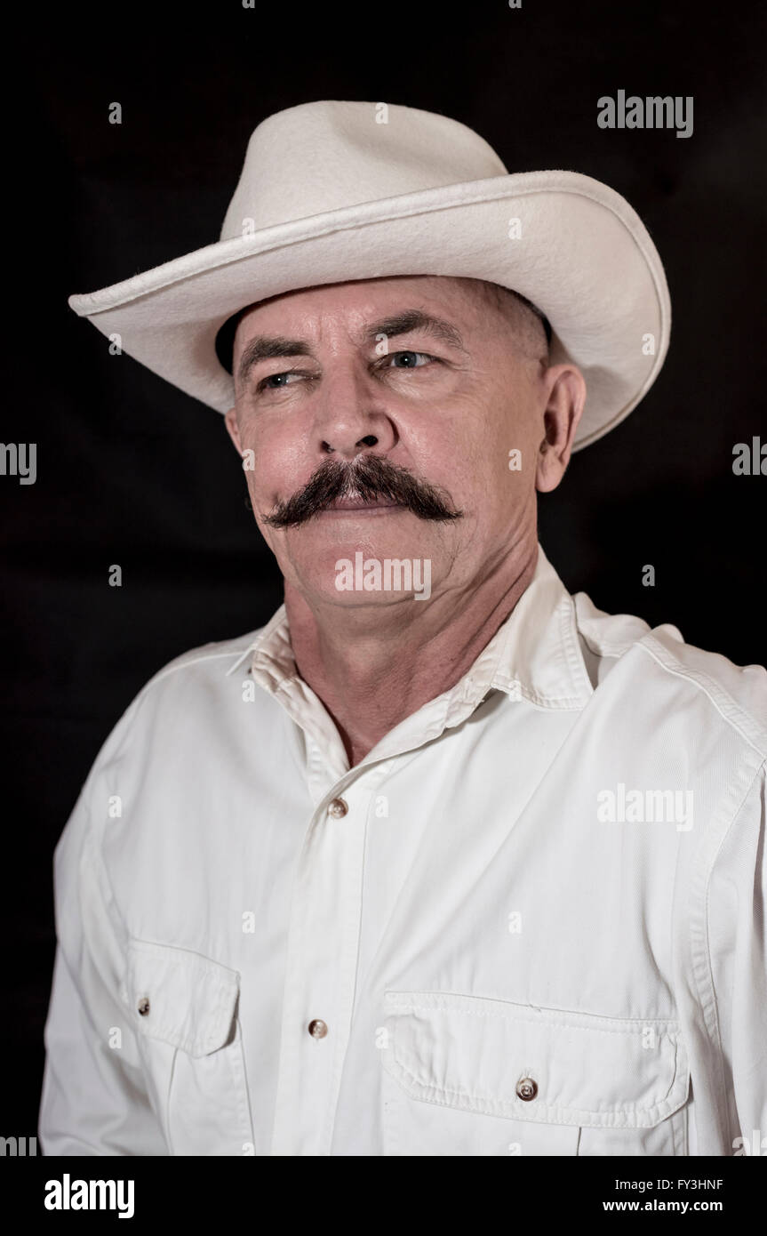 Cowboy Mustache In White Hat High Resolution Stock Photography and ...
