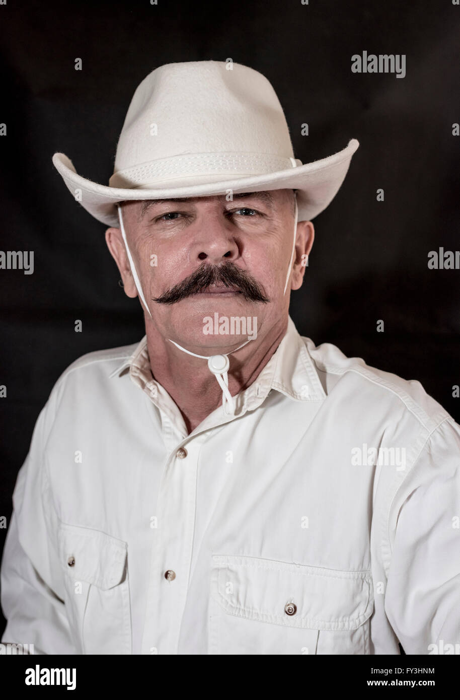 Cowboy Mustache In White Hat High Resolution Stock Photography and ...