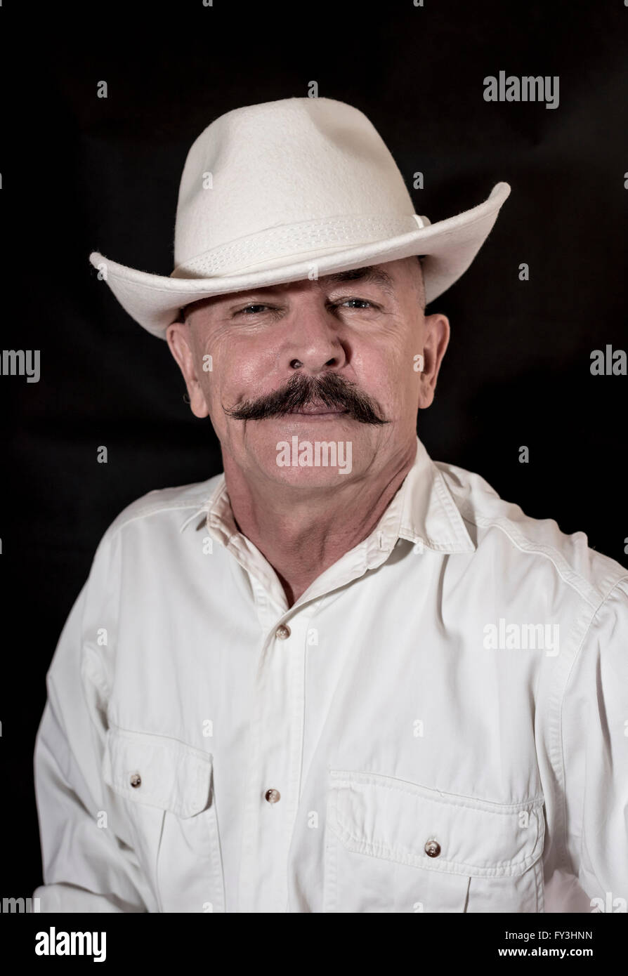 Cowboy Mustache In White Hat High Resolution Stock Photography and ...