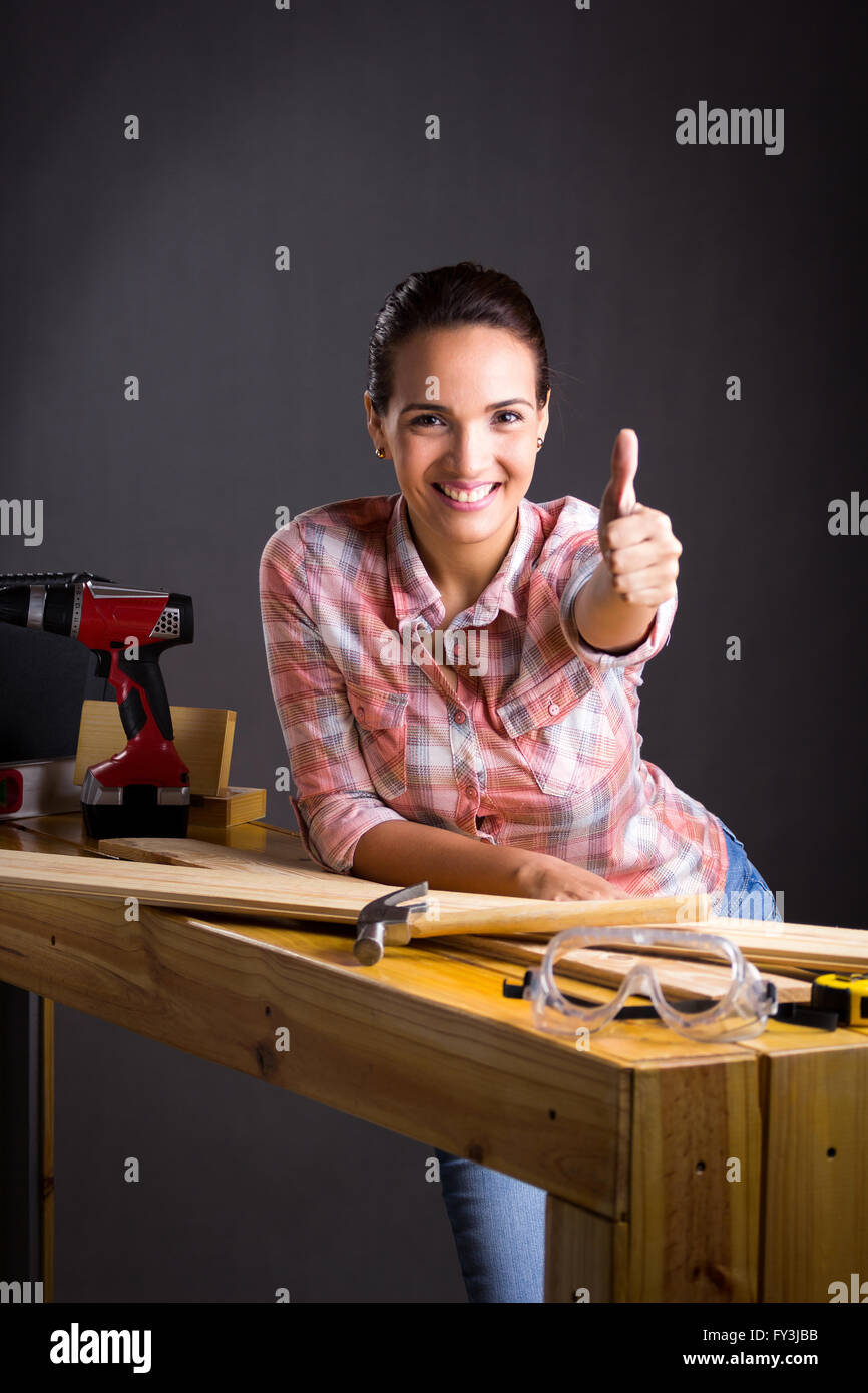 Female carpenter dark hair hi-res stock photography and images - Alamy