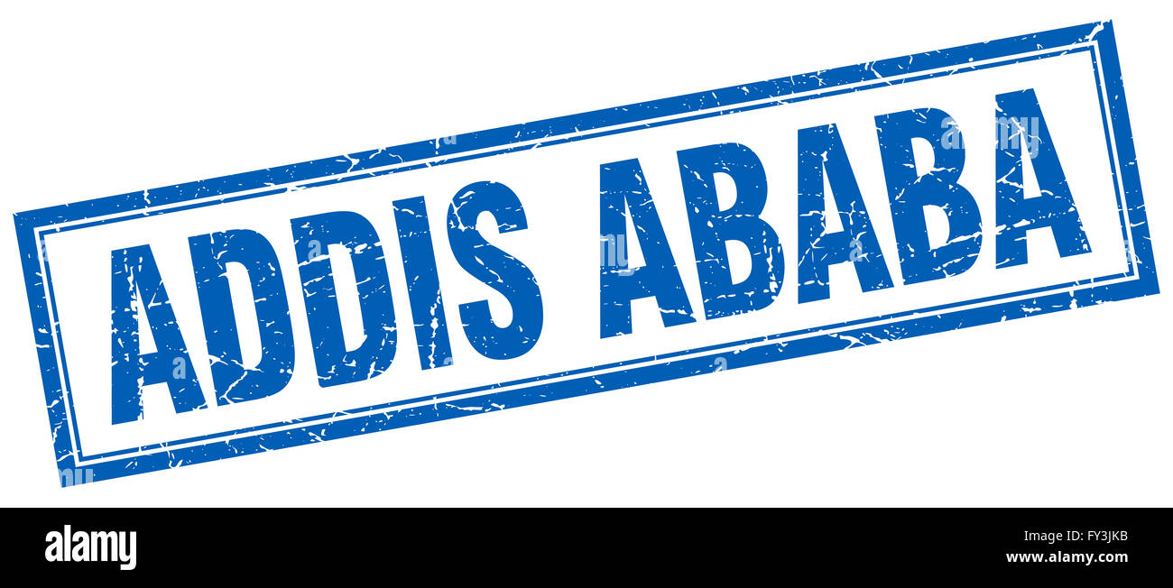 Addis Ababa blue square grunge stamp on white Stock Photo - Alamy
