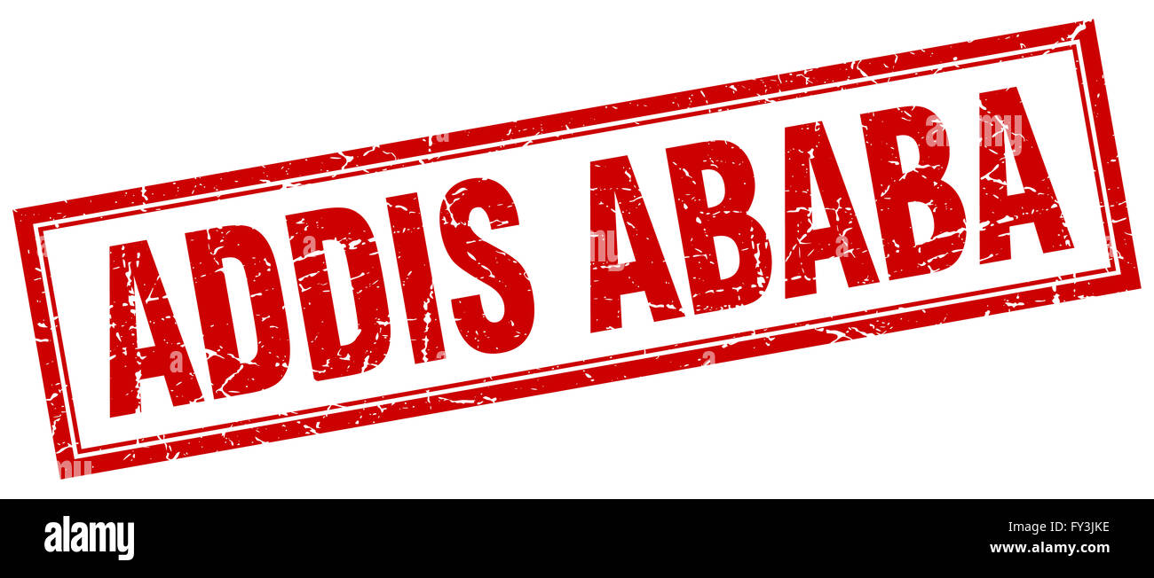 Addis Ababa red square grunge stamp on white Stock Photo - Alamy