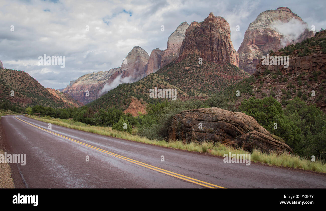 From the road in Zion National Park Stock Photo - Alamy