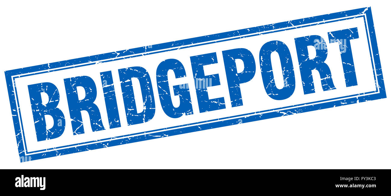 Bridgeport blue square grunge stamp on white Stock Photo - Alamy