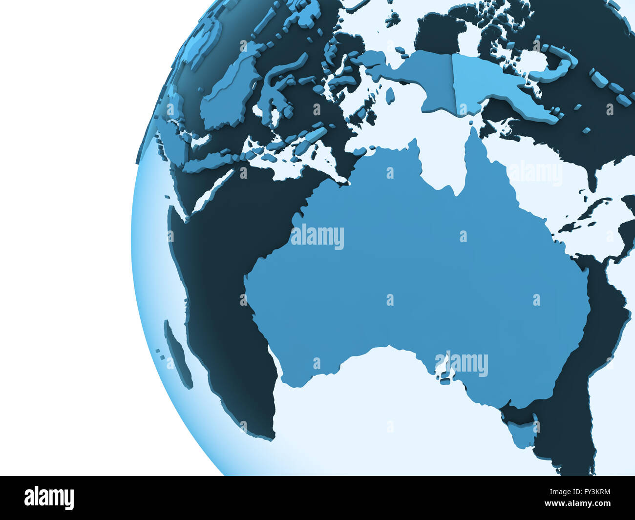 Australia on translucent model of planet Earth with visible continents ...