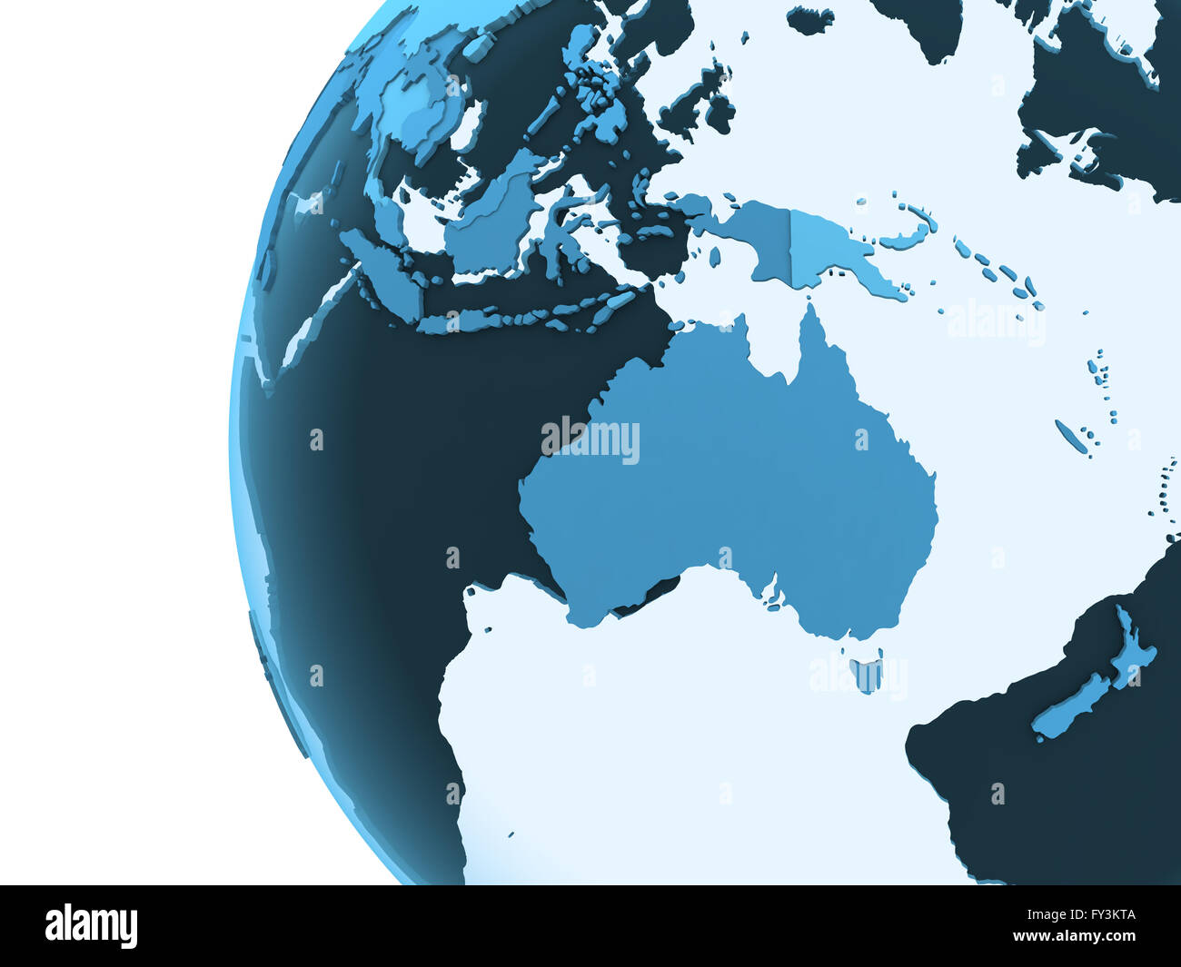 Australia on translucent model of planet Earth with visible continents ...