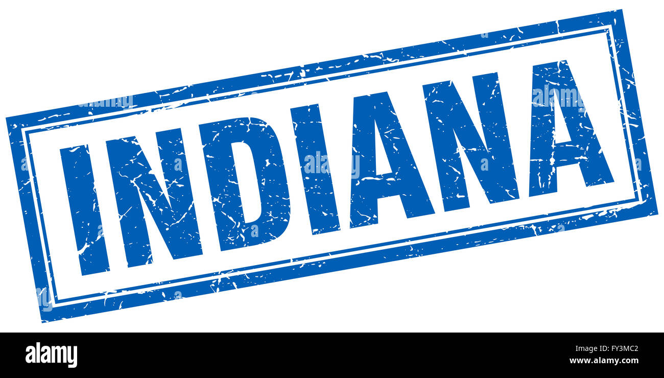 Indiana blue square grunge stamp on white Stock Photo - Alamy
