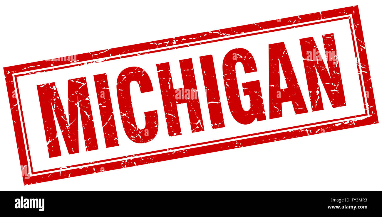 Michigan red square stamp hi-res stock photography and images - Alamy