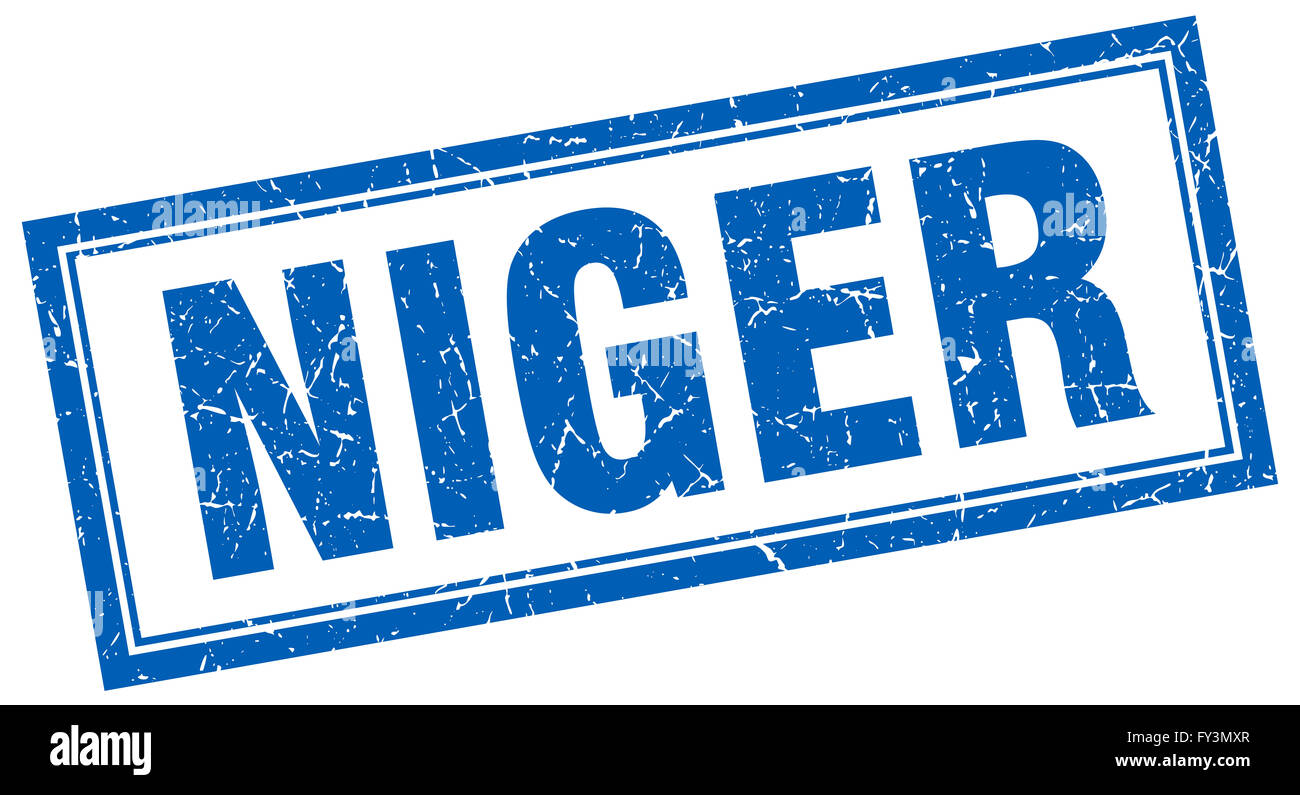 Niger blue square grunge stamp on white Stock Photo - Alamy
