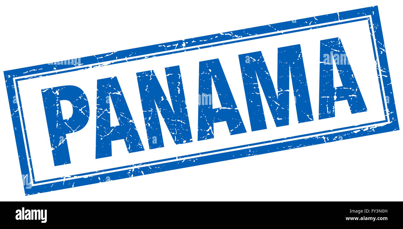 Panama blue square grunge stamp on white Stock Photo - Alamy