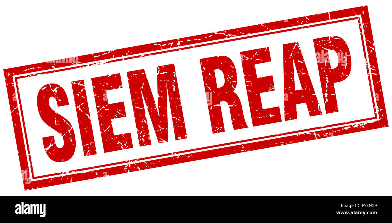 Siem Reap red square grunge stamp on white Stock Photo - Alamy