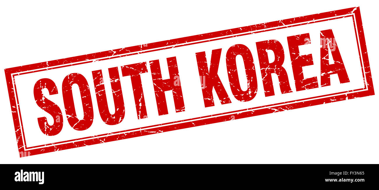South Korea red square grunge stamp on white Stock Photo - Alamy