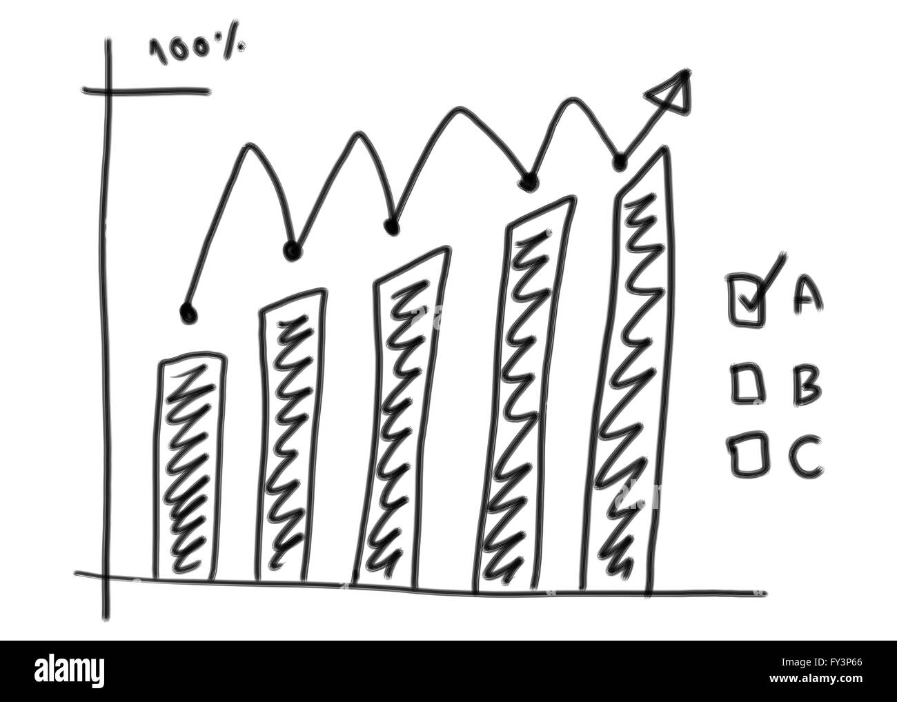 Business bar graph create in the hand drawn design and grow arrow for ...